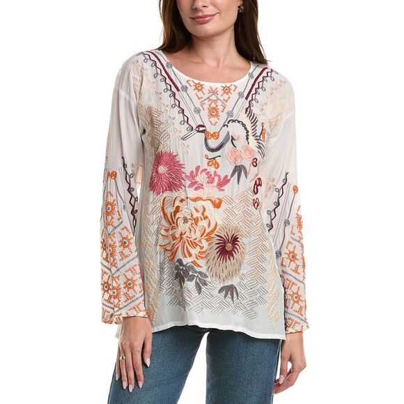 Johnny Was | Tops | Johnny Was Womens Charlize Silk Blouse White | Poshmark